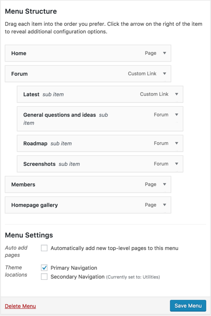 Setup menus (Setup GovIntranet for the first time) - tasks and guides
