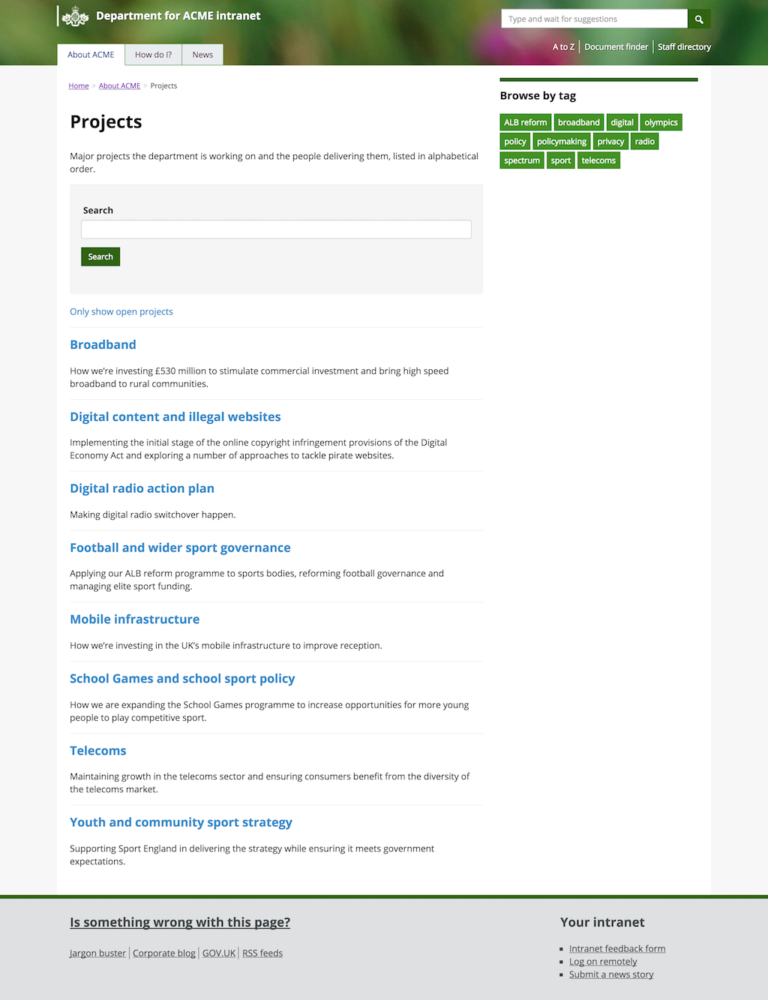 Projects (Available templates) - tasks and guides