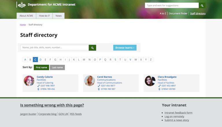 Staff directory (Available templates) - tasks and guides
